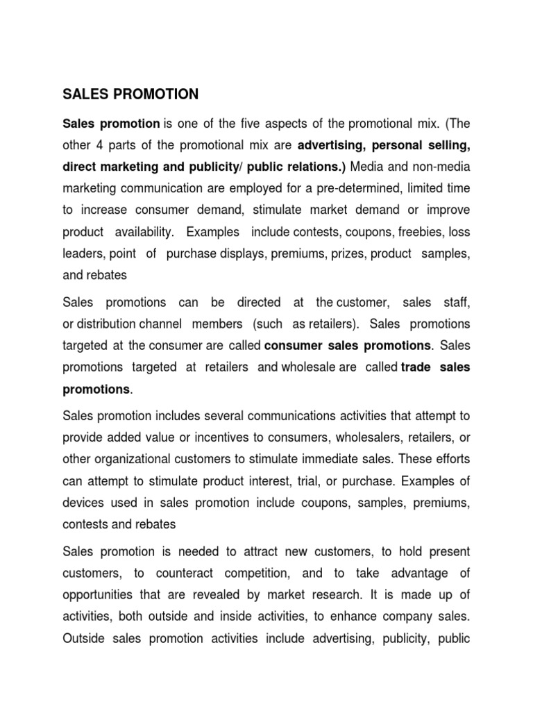 Sales Promotion: Sales Promotion Is One of The Five Aspects of The ...