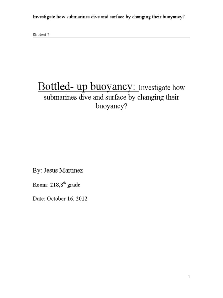 Bottled-Up Buoyancy:: Investigate How Submarines Dive and Surface by ...