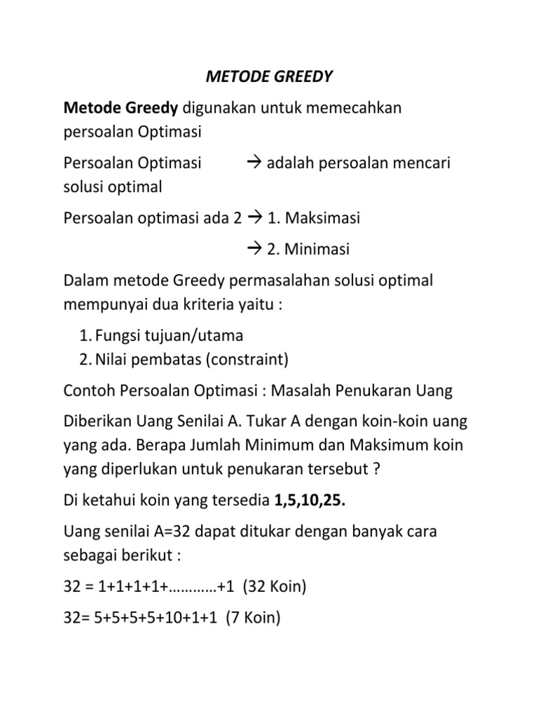 Logika Algoritma Metode Greedy | PDF