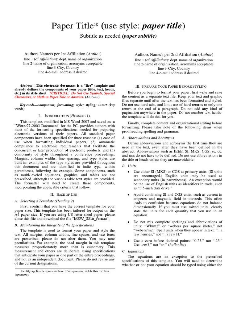 Paper Title (Use Style: Paper Title) : Subtitle As Needed (Paper ...