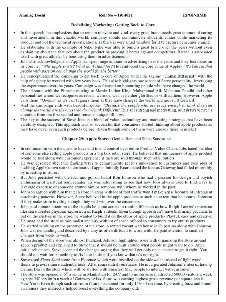 Steve Jobs' Marketing Philosophy Unveiled | PDF | Retail | Apple Inc.