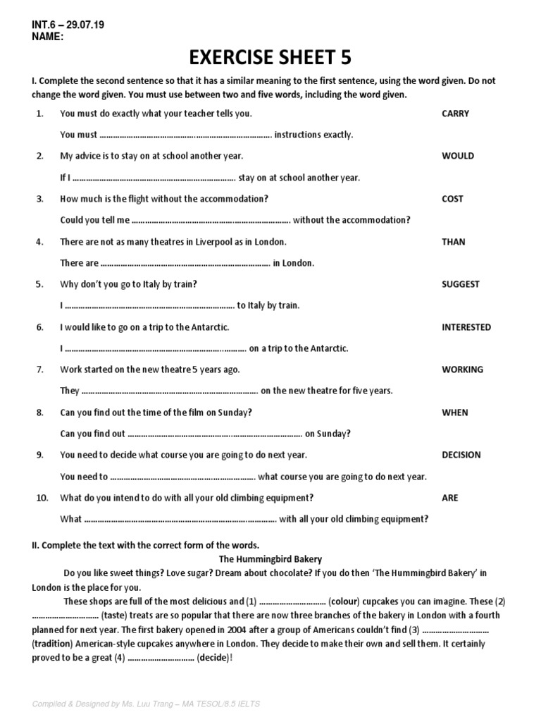 Exercise Sheet 5 | Download Free PDF | Recall (Memory) | Neuropsychology