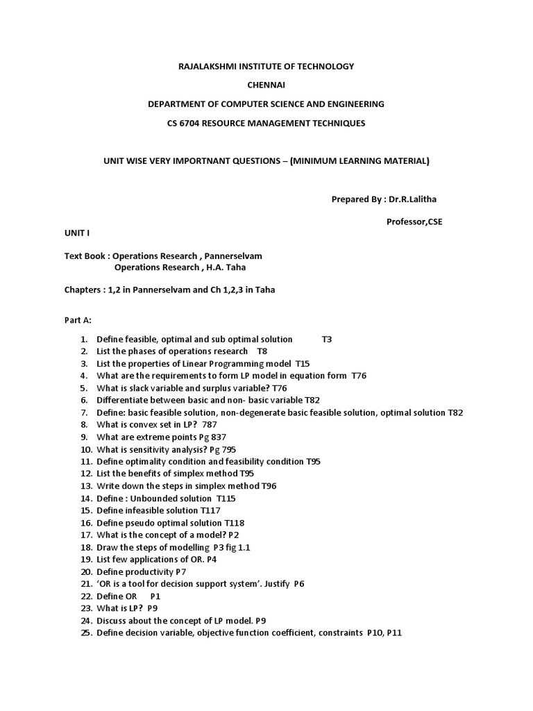 RMT Unit 1 | PDF | Mathematical Optimization | Algorithms And Data ...