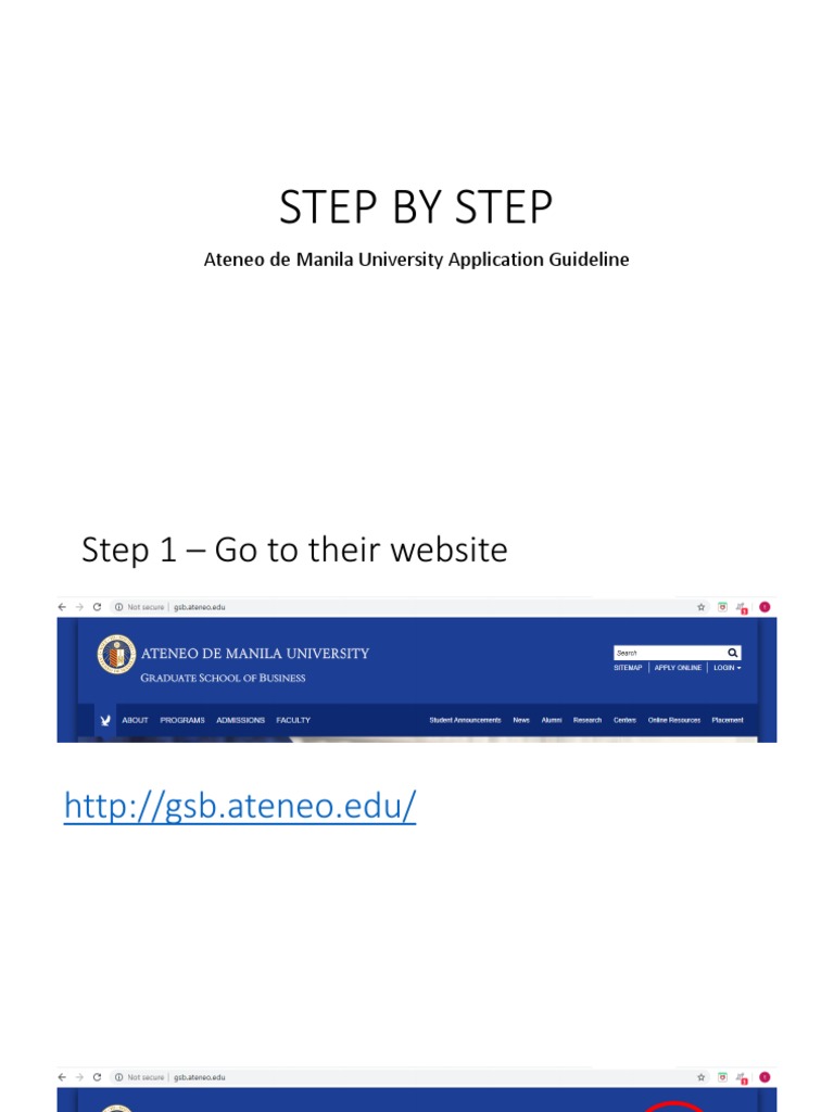 Step by Step: Ateneo de Manila University Application Guideline | PDF