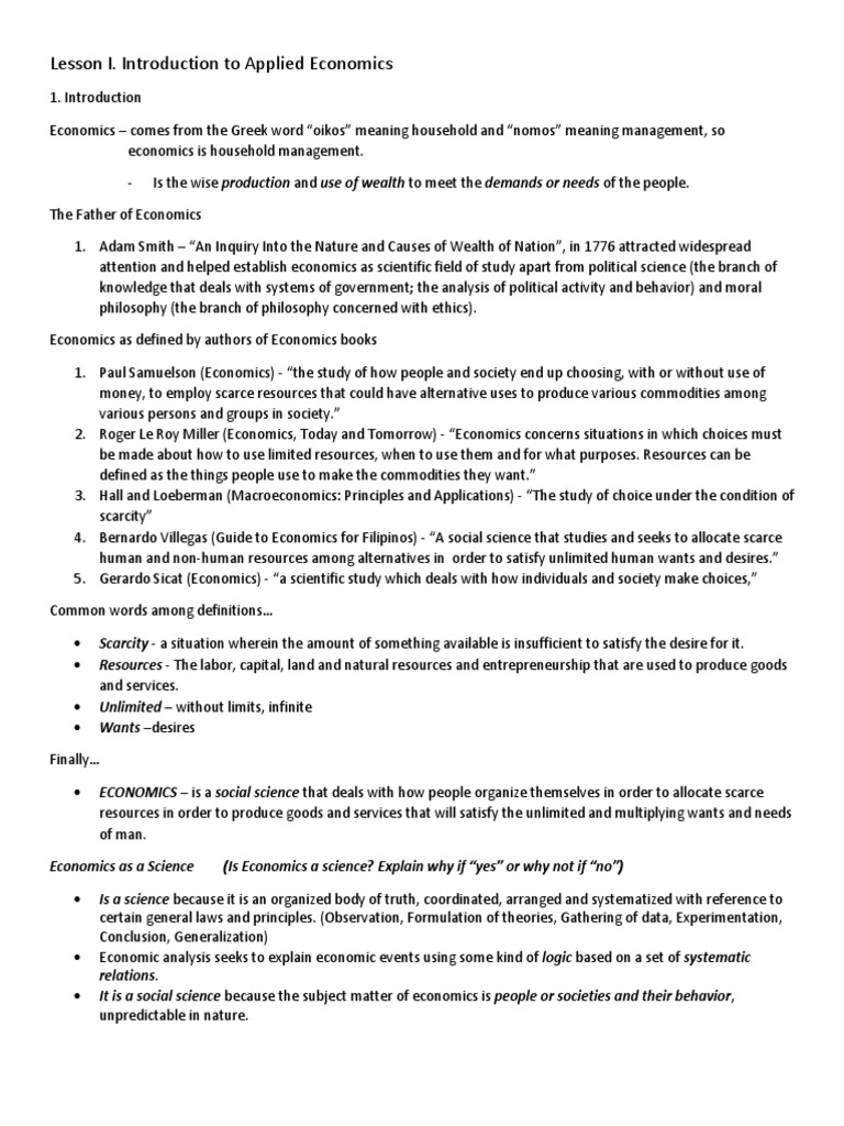 Introduction to Applied Economics Basics | PDF | Measures Of National ...