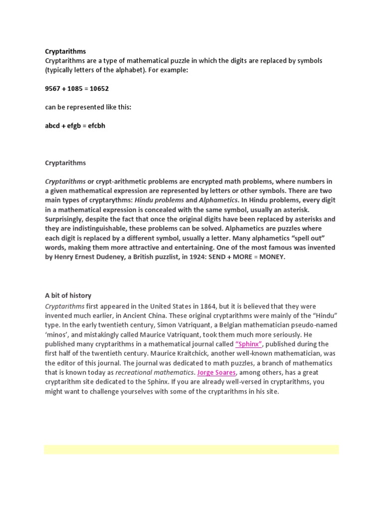 Cryptarithms | PDF | Formalism (Deductive) | Logic