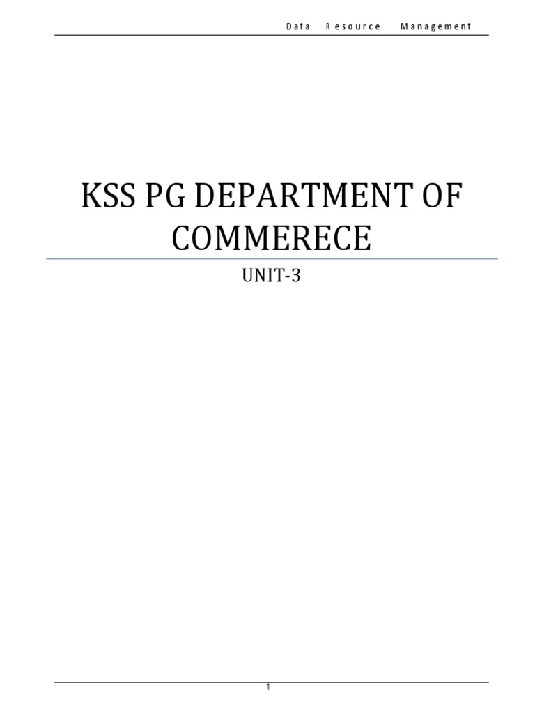 Kss PG Department of Commerece: UNIT-3 | PDF | Relational Database ...