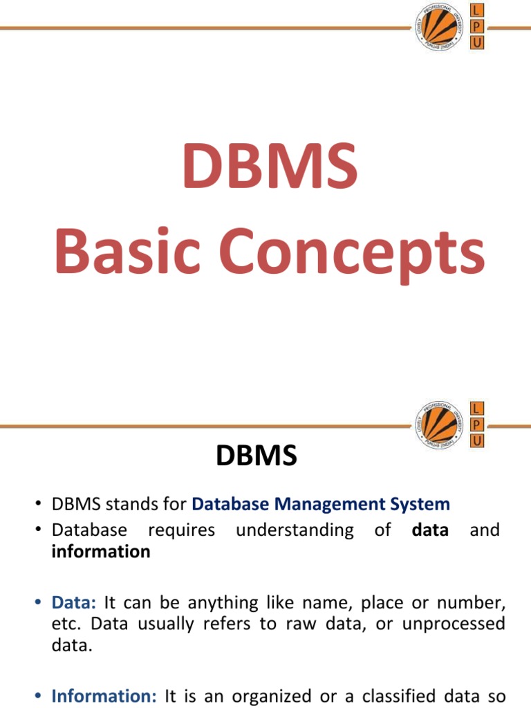 Dbms Basic Concepts | PDF | Conceptual Model | Databases
