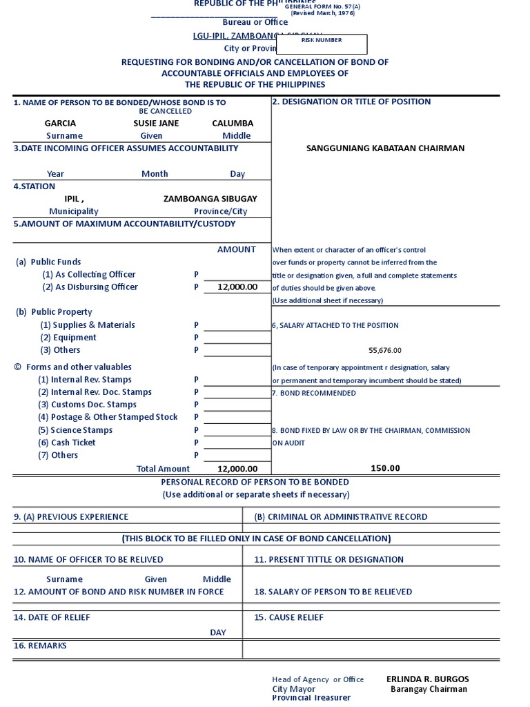 Bond Forms Sample SUsie 1 | PDF | Government | Business