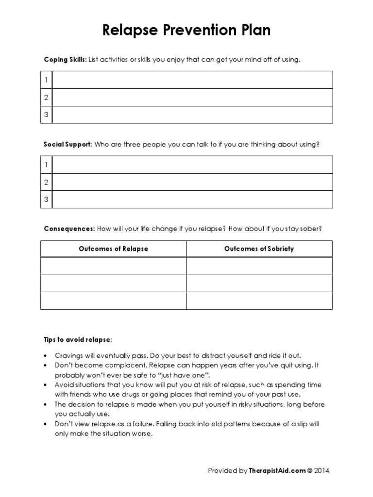Relapse Prevention Plan 2 PDF | PDF