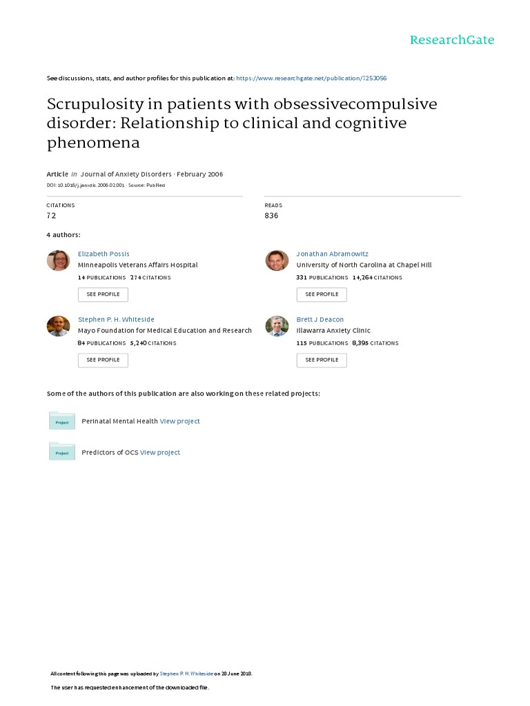 Scrupulosity in OCD | PDF | Obsessive–Compulsive Disorder | Anxiety ...