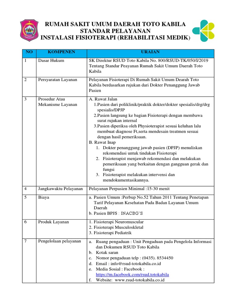 Standar Pelayanan Fisioterapi | PDF