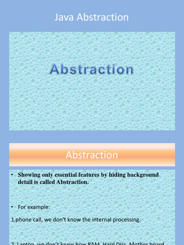 Abstraction | PDF | Class (Computer Programming) | Method (Computer Programming)