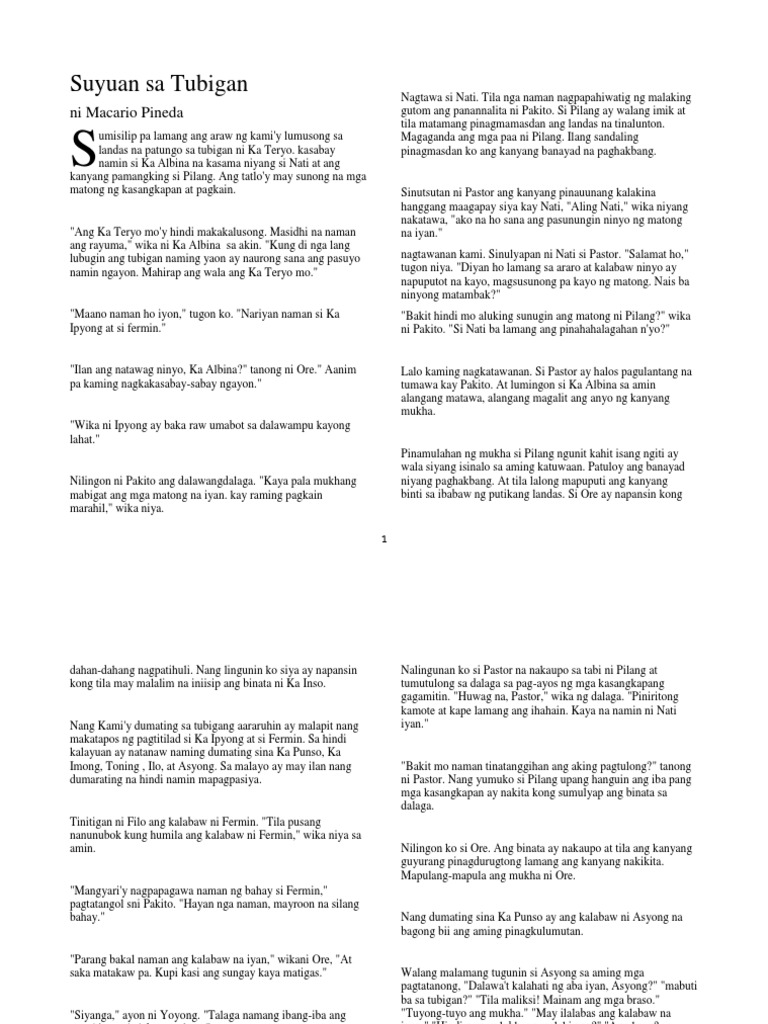 Suyuan Sa Tubigan | PDF