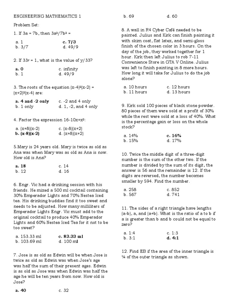 Engineering Mathematics 1 | PDF | Triangle | Euclidean Plane Geometry