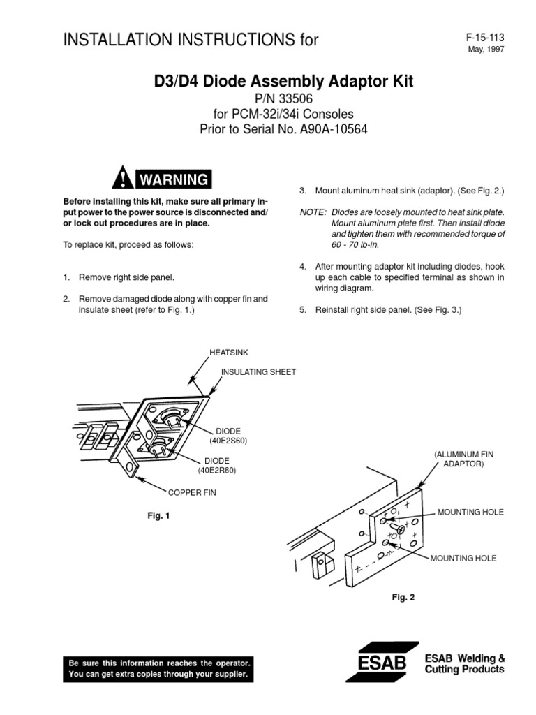 D3/D4 Diode Assembly Adaptor Kit: Installation Instructions For | PDF ...