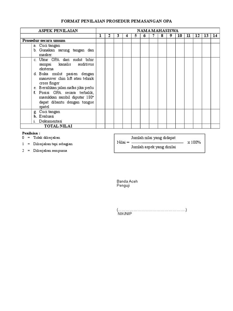 Checklist OPA | PDF