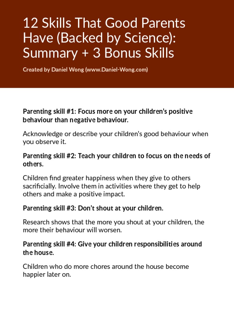 Good Parenting Skills Summary and Bonus Skills | PDF | Parenting ...