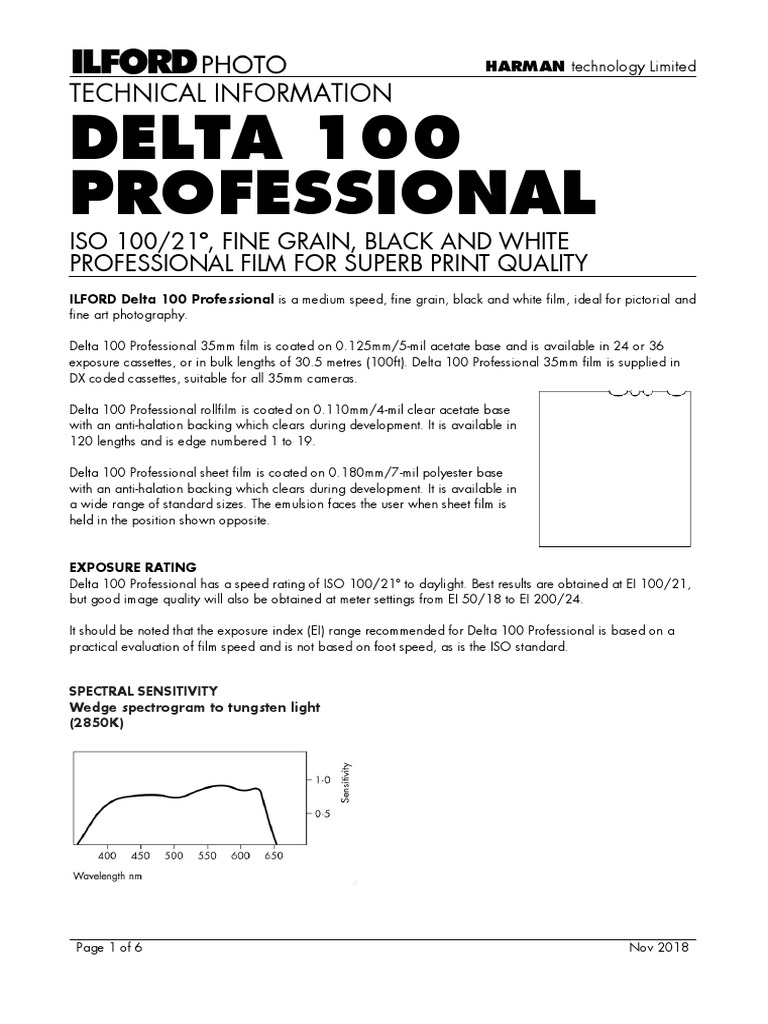DELTA 100 Professional: Technical Information | PDF | Film Speed ...