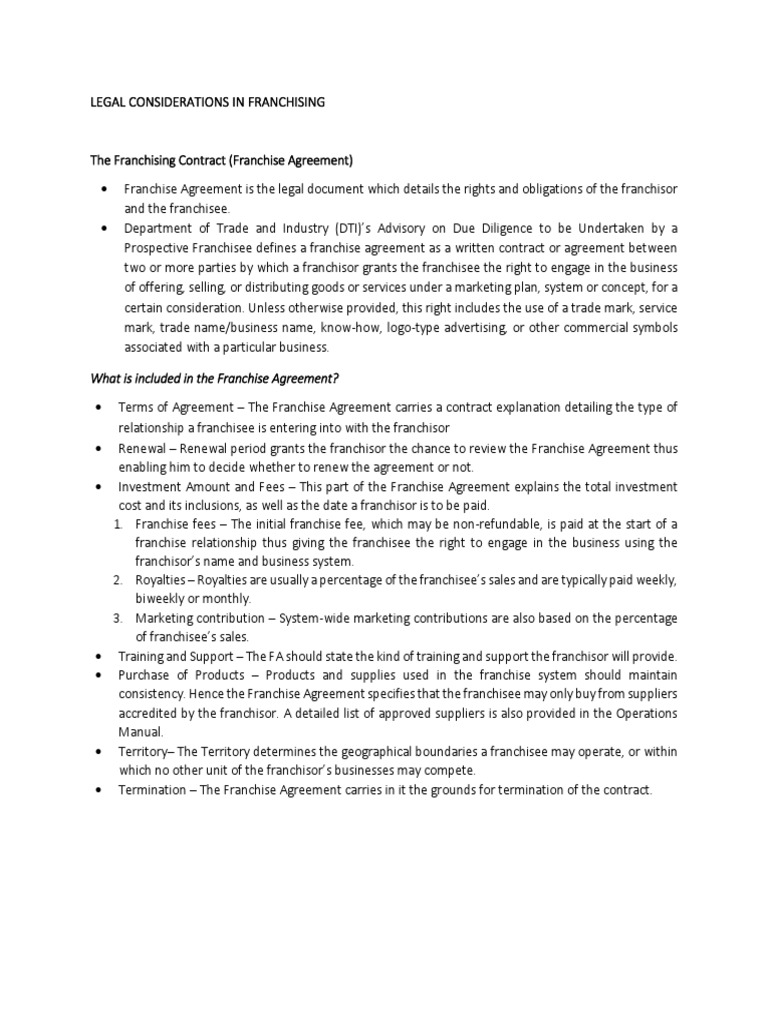 Legal Aspects in Franchising | PDF | Franchising | Government Information
