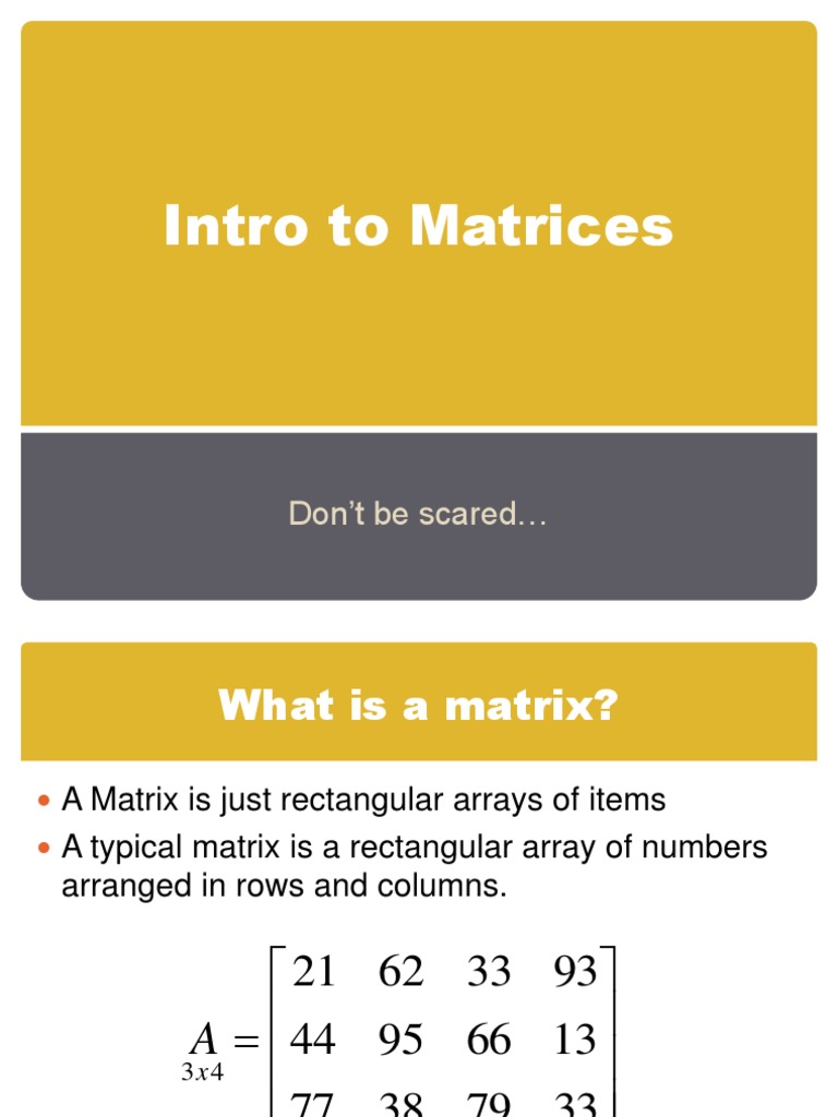 Intro To Matrices | PDF | Matrix (Mathematics) | Operator Theory