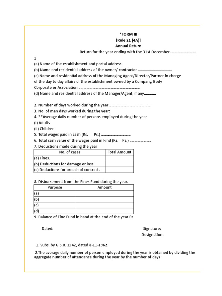FORM III Annual Return | PDF