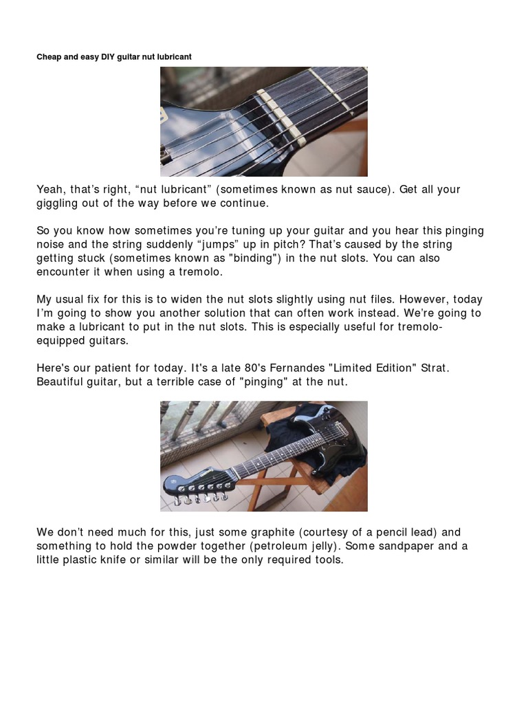 DIY Guitar Nut Lubricant Guide | PDF | Guitars | Pencil