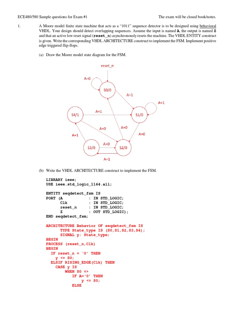 Exam1 (Example With Solutions) | PDF | Vhdl | Computer Programming