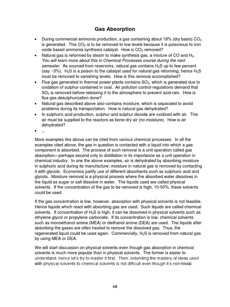 Gas Absorption PDF | PDF | Gases | Fluid Mechanics