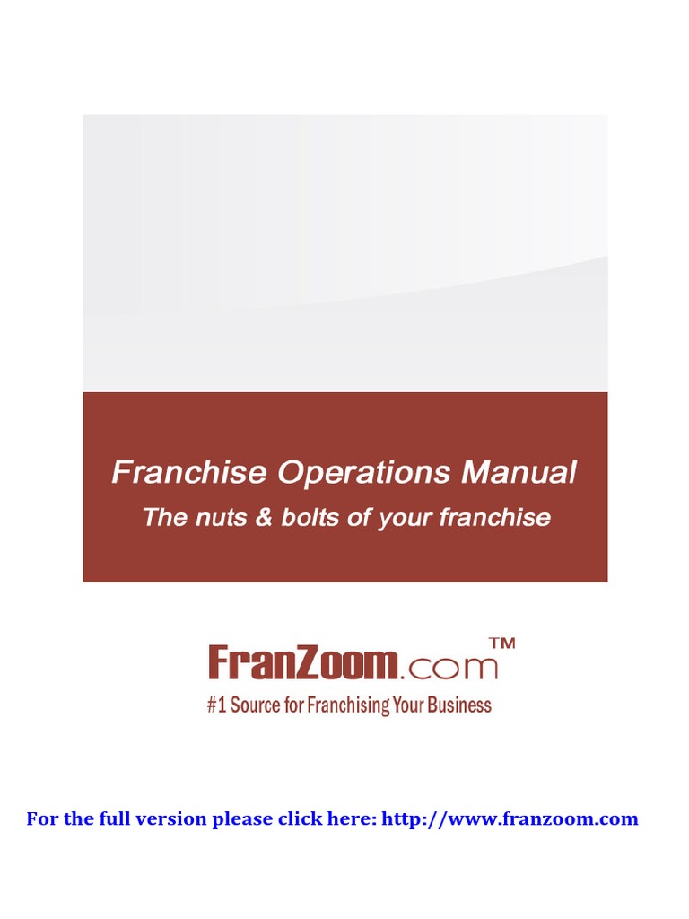Franchise Operations Manual Table of Contents | PDF | Franchising ...