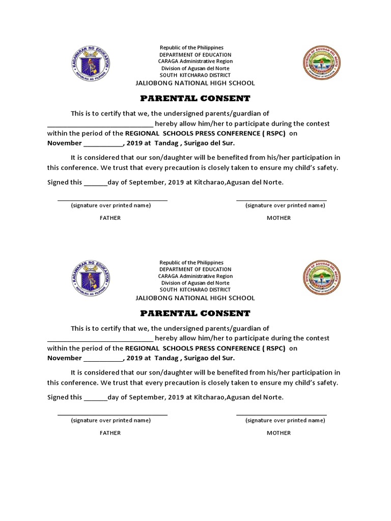 Parents Consent DSPC | PDF | Childhood | Family