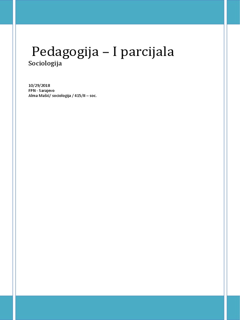 Pedagogija / Prva Parcijala | PDF
