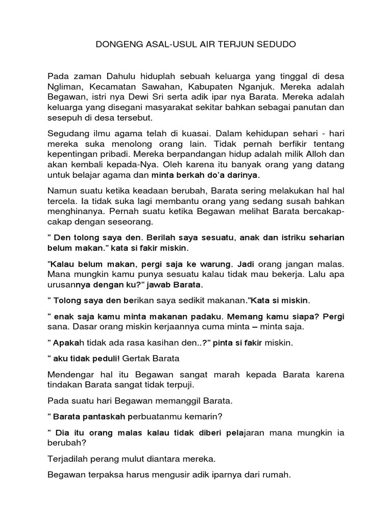 Legenda Air Terjun Sedudo Nganjuk | PDF