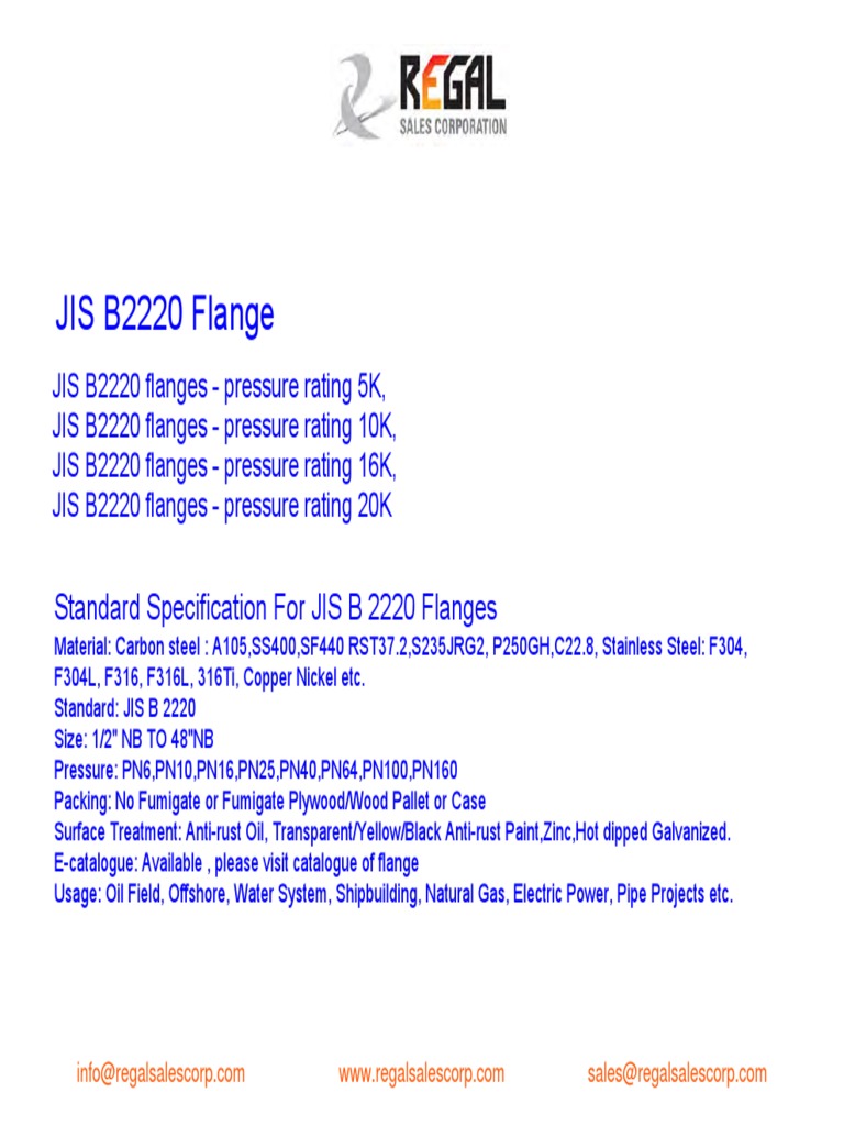 JIS B2220 Flanges Specifications | PDF | Galvanization | Building Materials