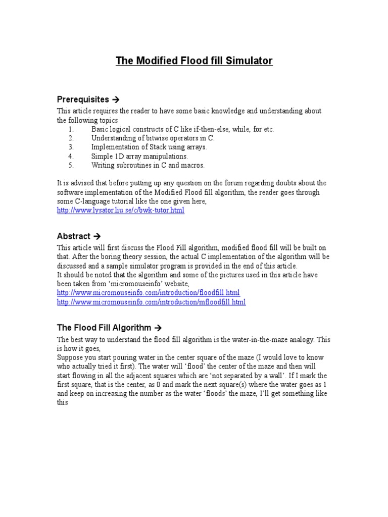 The Modified Flood Fill Simulator | PDF | Algorithms | C (Programming ...
