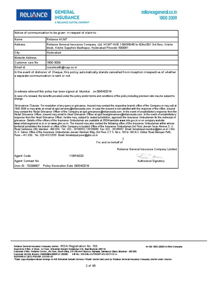 GMC Policy 2019 20 | Download Free PDF | Insurance | Insurance Policy