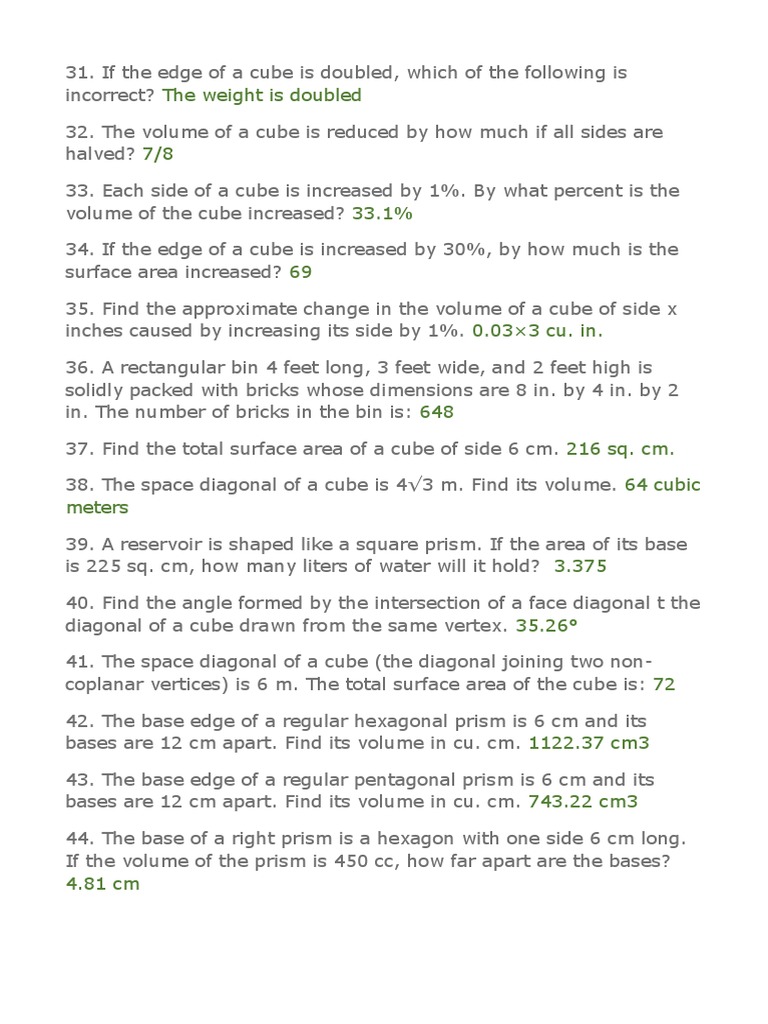 Solid Mensuration Problems | PDF | Sphere | Volume