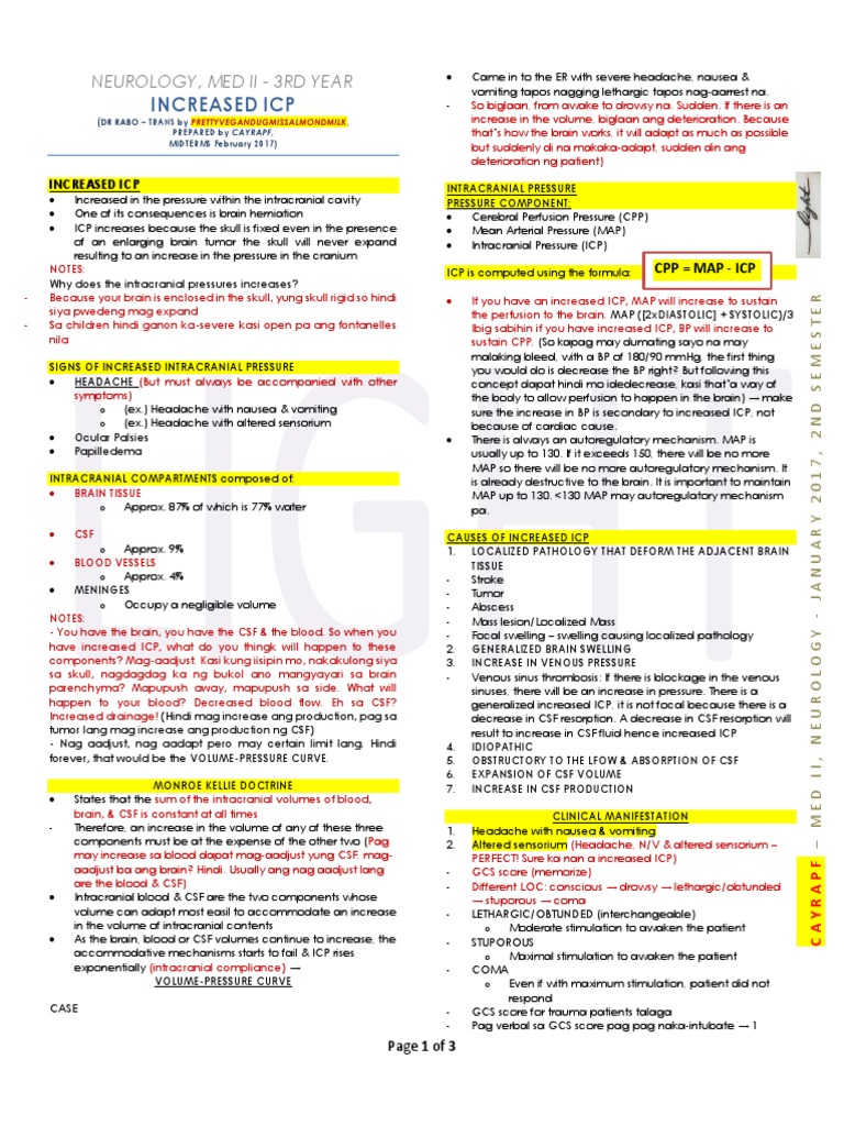 Increased Icp: Neurology, Med Ii - 3Rd Year | PDF | Neuroscience ...