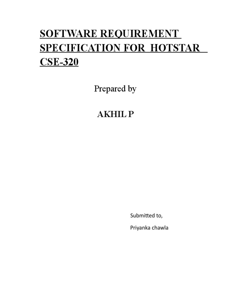 Software Requirement For Hotstar | PDF