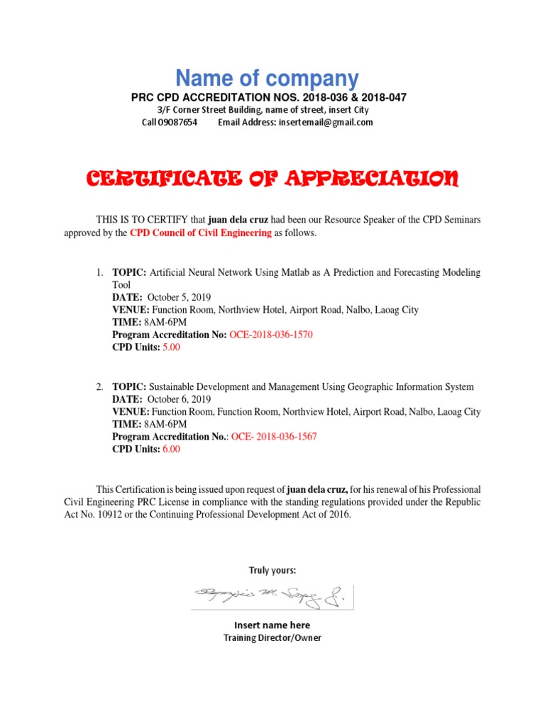 Certificate of Appreciation Sample Template 2 | PDF