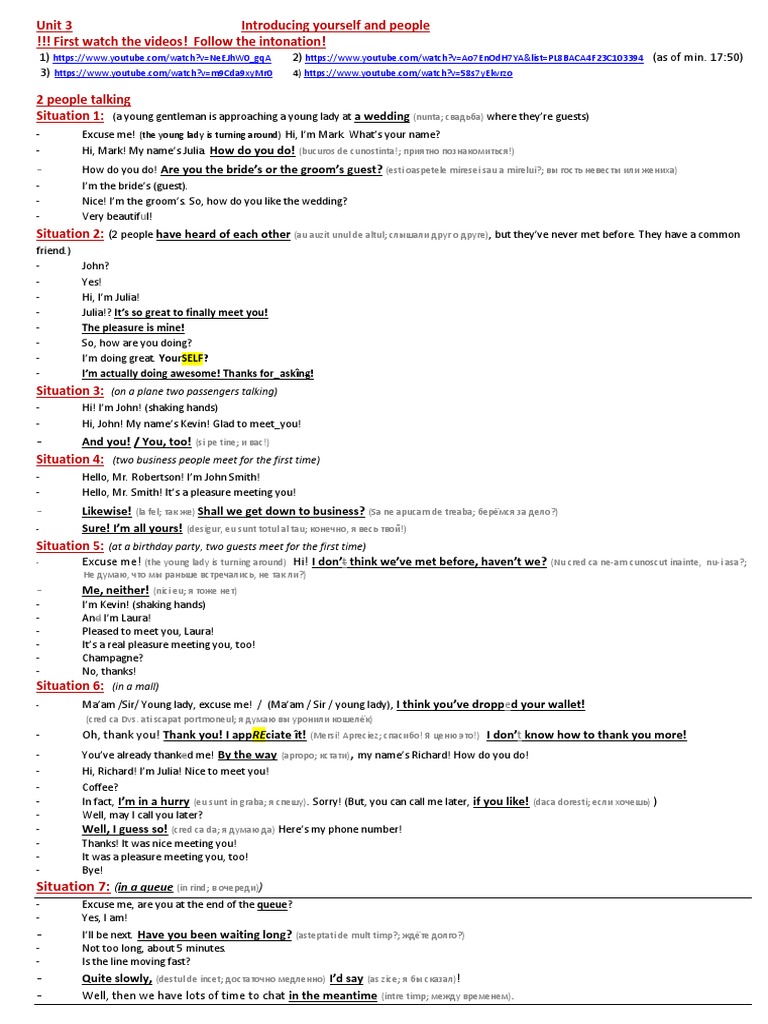 Unit 3. Introducing Yourself and People | PDF