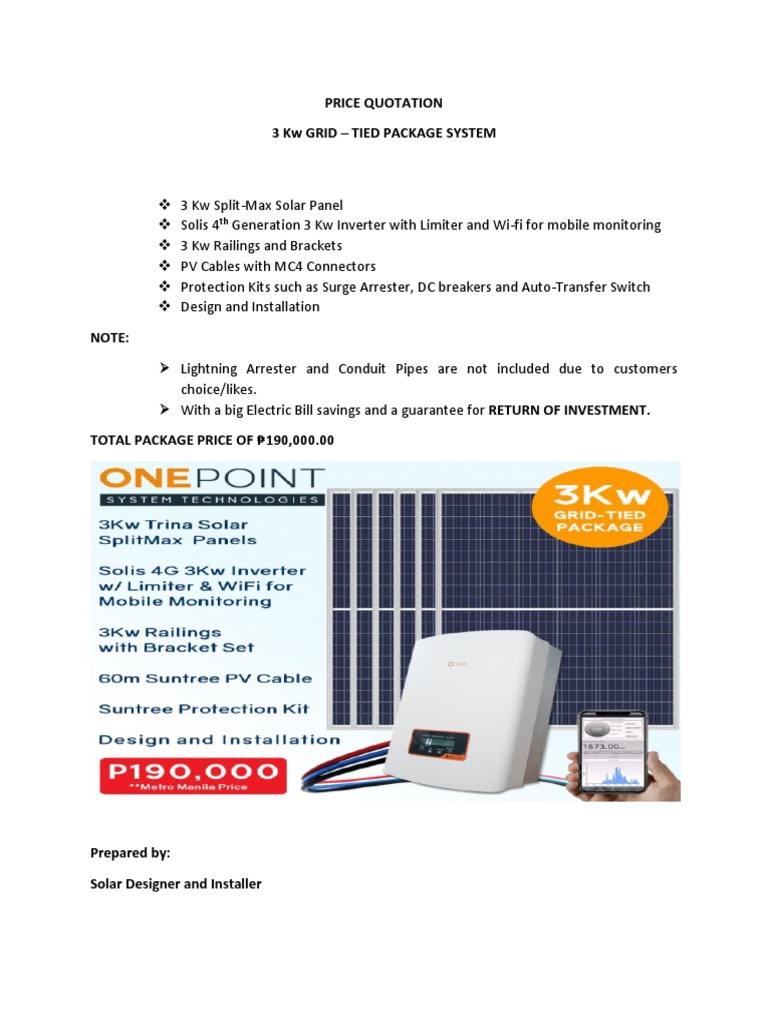 Price Quotation On - Grid 3 KW | PDF