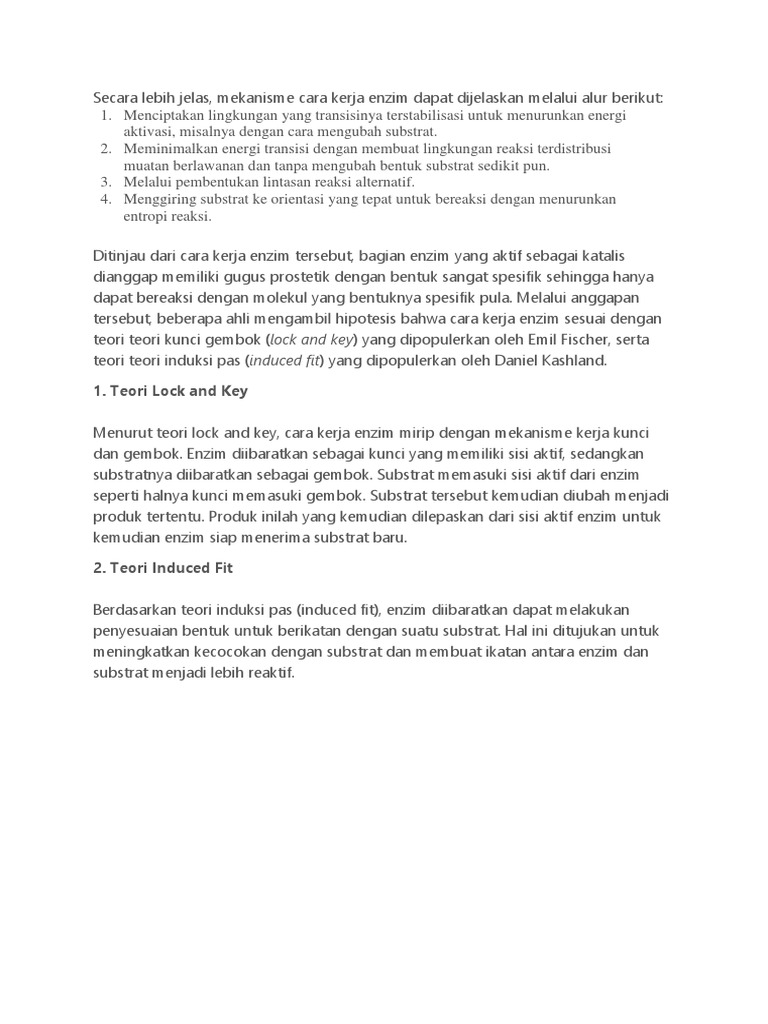Cara Kerja Enzim | PDF