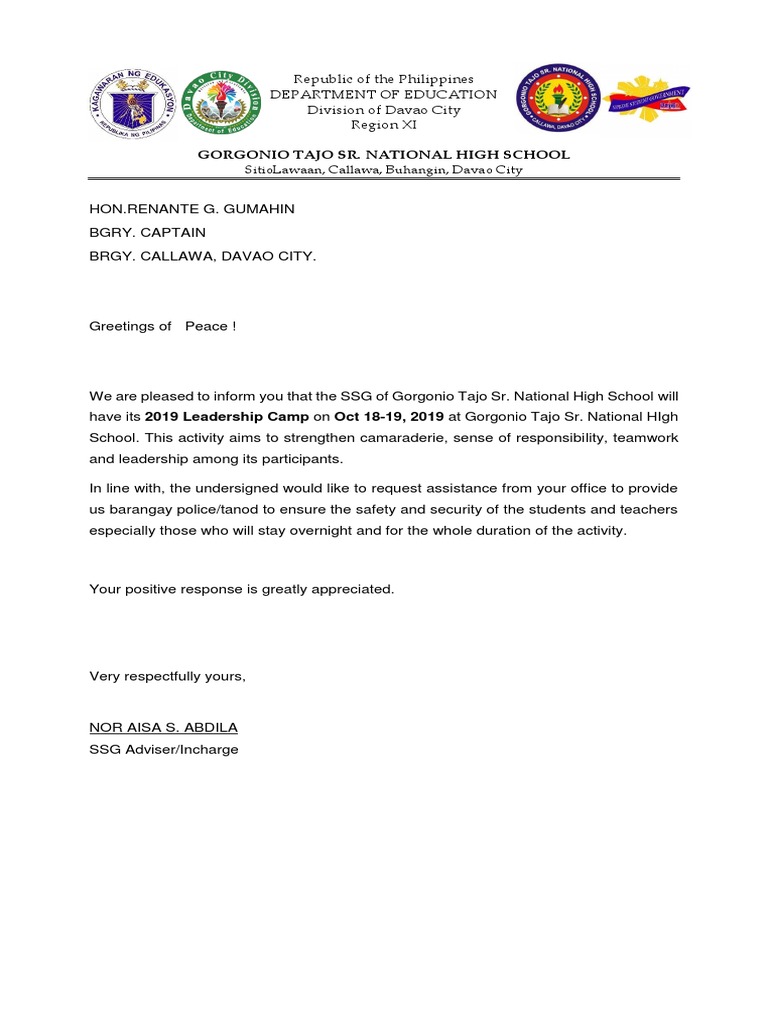Brgy Letter | PDF