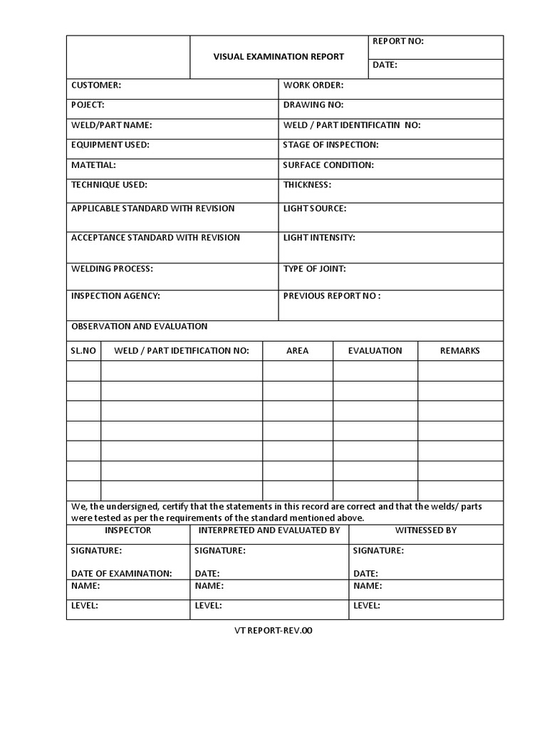 Visual Inspection Summary | PDF