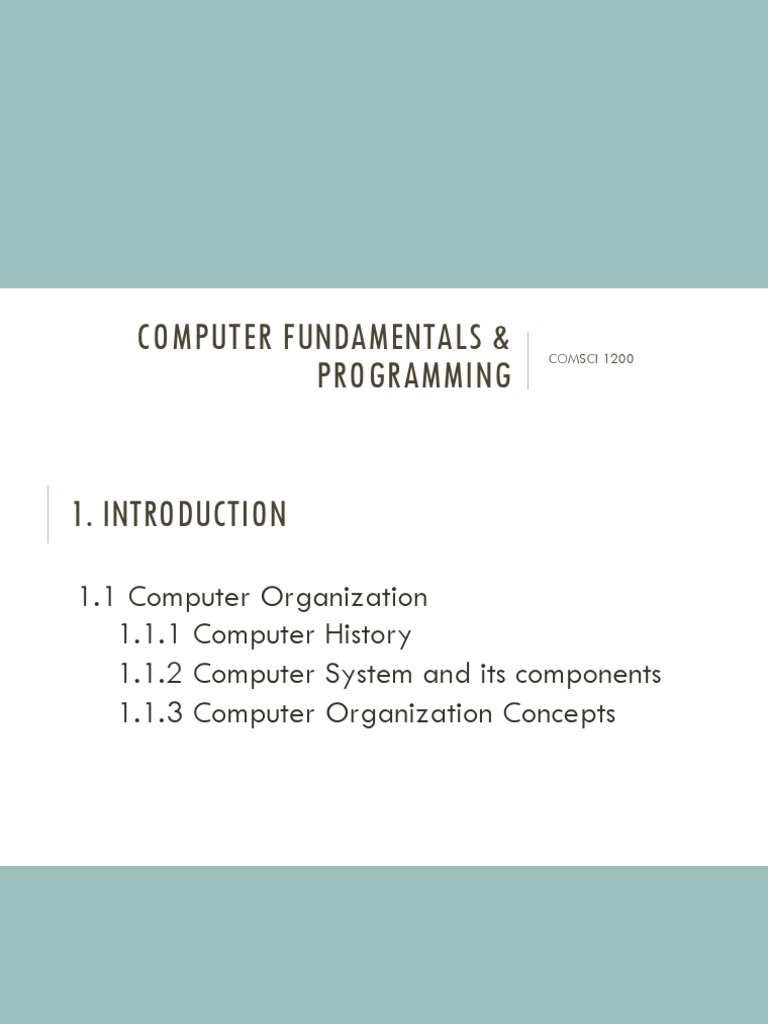 Computer Fundamentals & Programming: COMSCI 1200 | PDF | Computer ...
