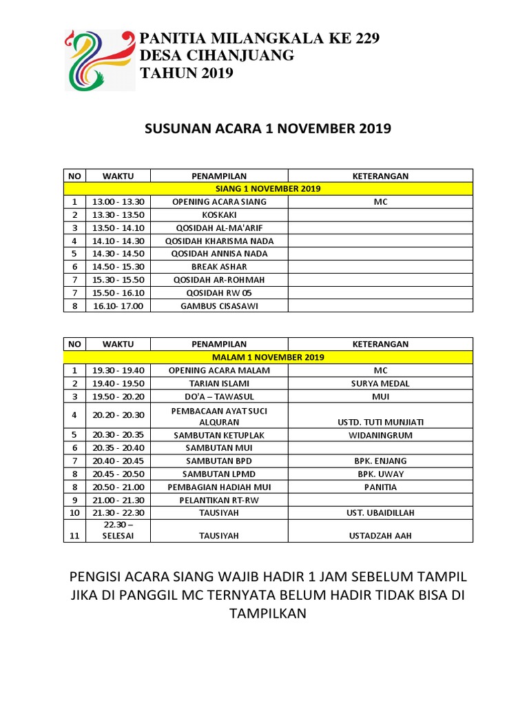 Desa Cihanjuang TAHUN 2019: Panitia Milangkala Ke 229 | PDF