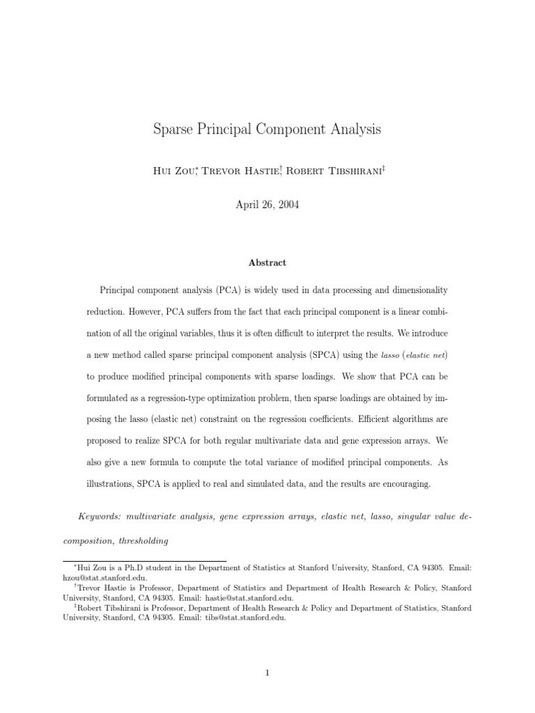 Sparse Principal Component Analysis | PDF | Principal Component ...