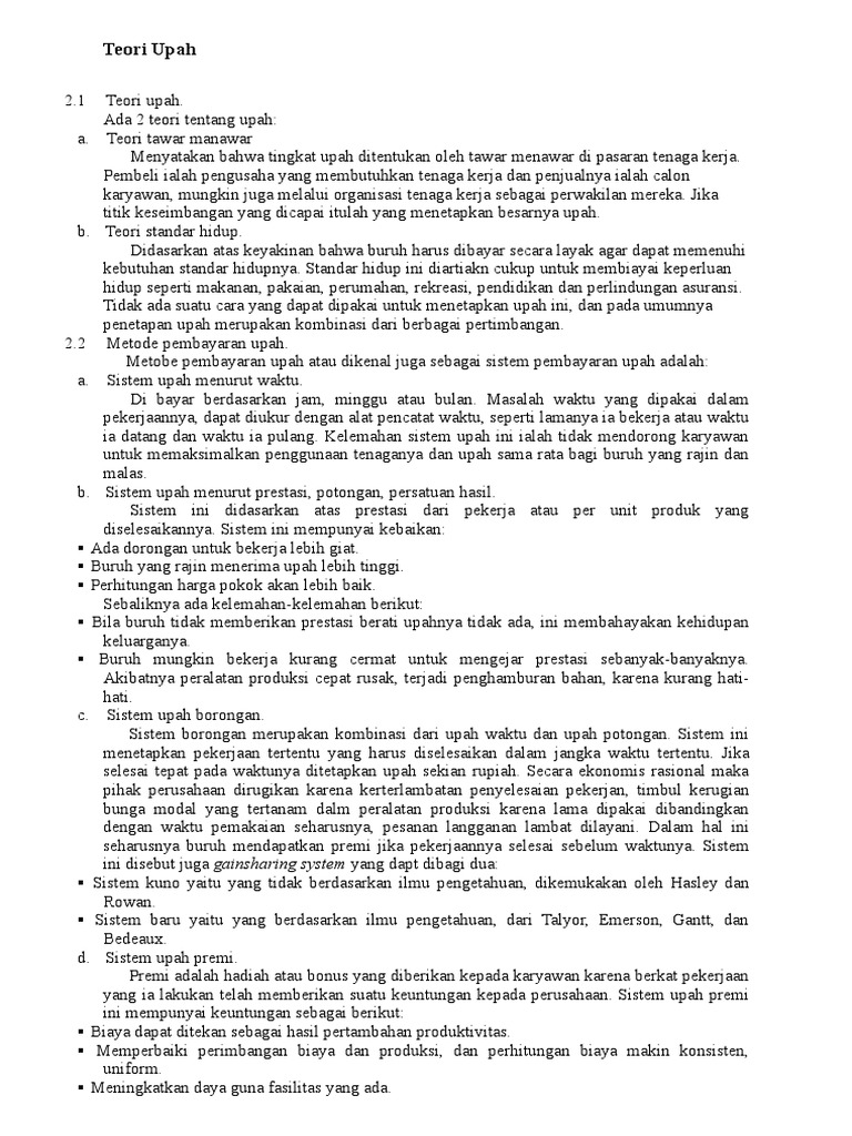 Teori Upah | PDF