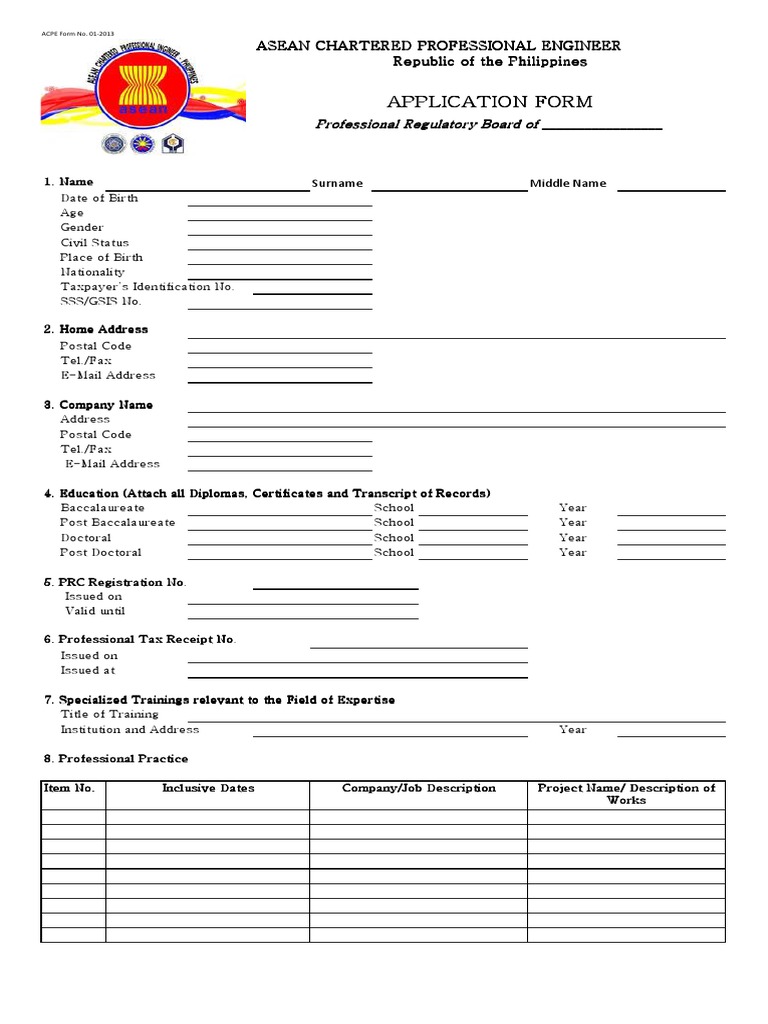 ACPE Application Form | Download Free PDF | Government | Business